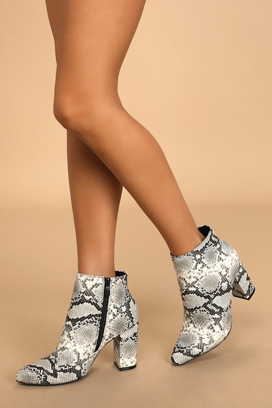 Chic Snake Print Booties - High Heel Booties - Ankle Booties - Lulus