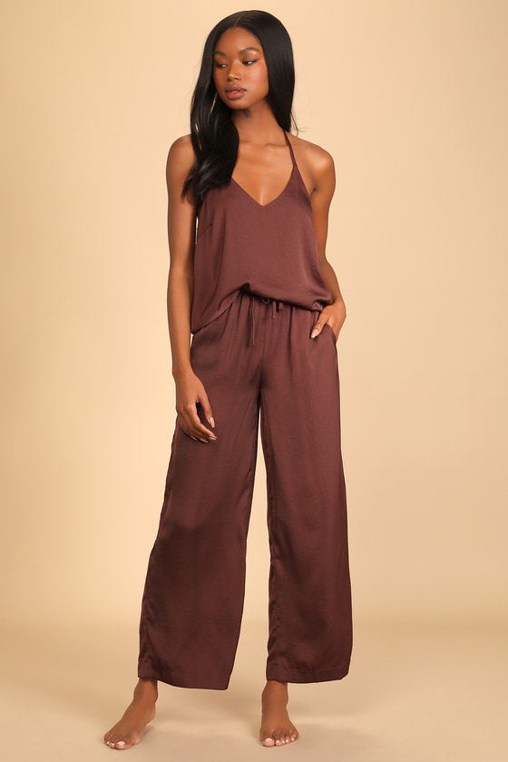 Chocolate Brown Pajamas - Sleepwear Set - Satin Pajama Set - Lulus