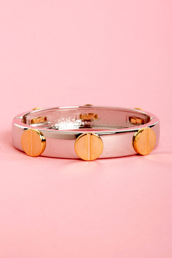 Cool Silver Bangle - Screw Bracelet - Mixed Metal Bangle - $15.00 - Lulus