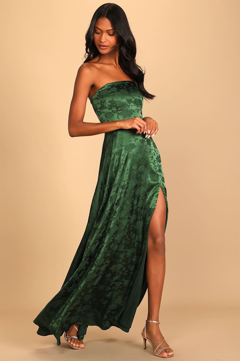 Strapless Green Evening Gown