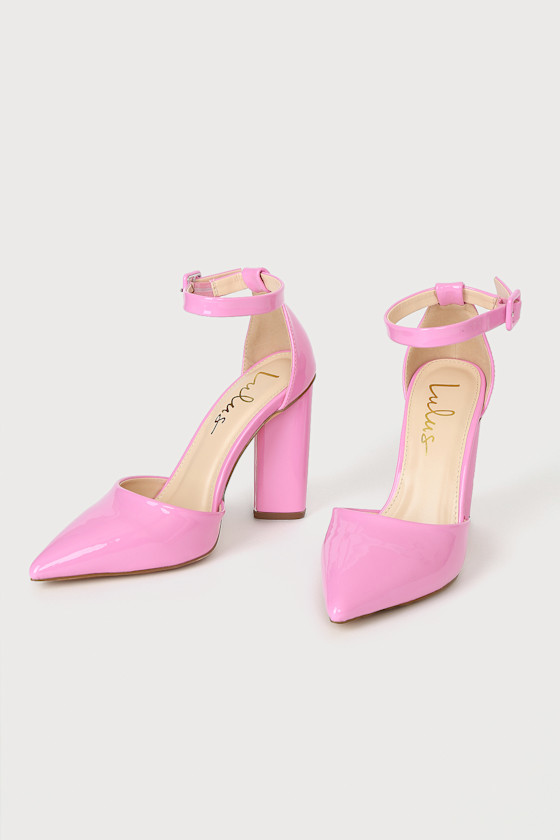 Pink Pumps - Patent Pumps - Ankle Strap Pumps - Pointed-Toe Pump - Lulus