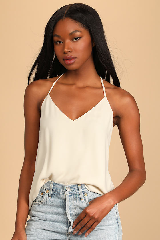 Ivory Tank Top - Chiffon Cami Top - T-Back Cami Top - Women's Top - Lulus