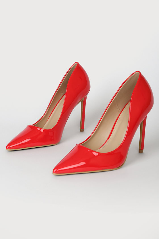 Red Patent Heels - Red Patent Pumps - Pointed-Toe Pumps - Lulus