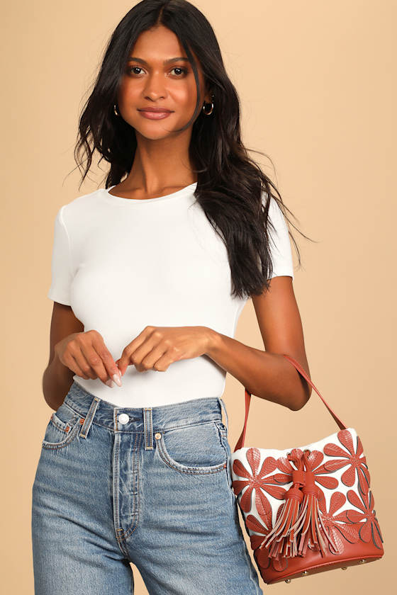 Rust Red Bucket Bag - Drawstring Bag - Canvas Handbag - Handbags - Lulus