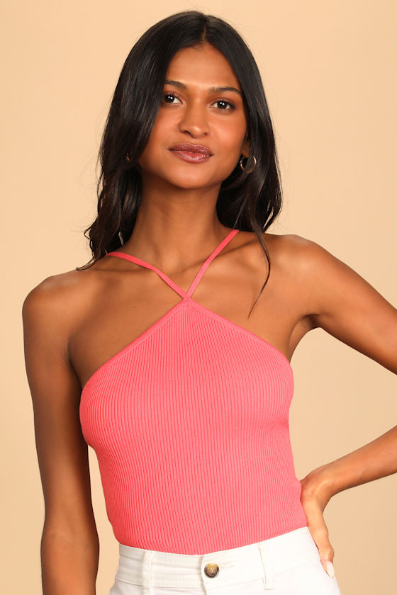 Coral Bodysuit - Ribbed Bodysuit - Sleeveless Bodysuit - Lulus