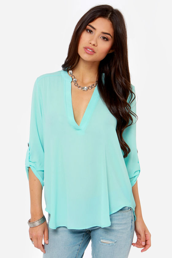 Cute Sky Blue Top - Pastel Top - V Neck Top - $37.00 - Lulus