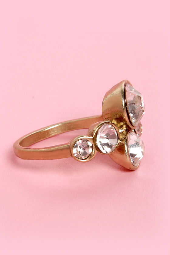 Cute Gold Ring - Rhinestone Ring - $10.00 - Lulus
