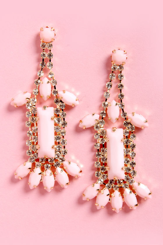 Cute Pink Earrings - Rhinestone Earrings - $13.00 - Lulus