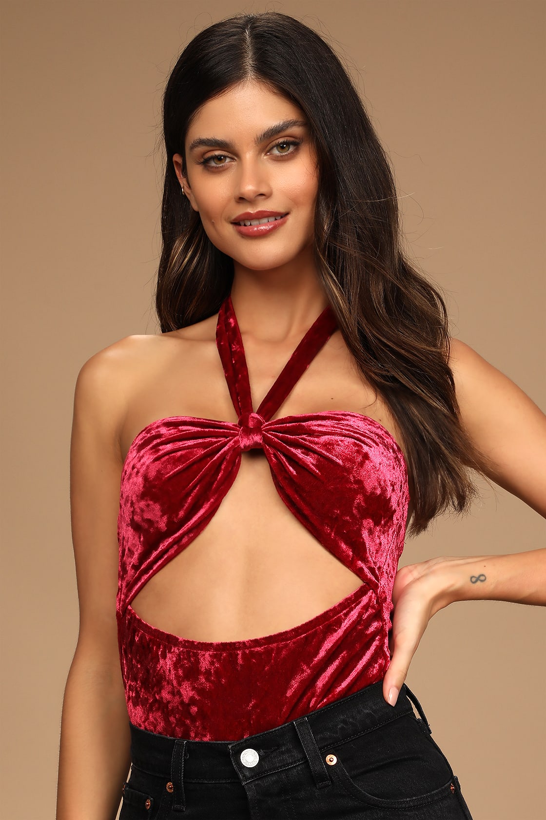 Wine Red Bodysuit Halter Bodysuit Crushed Velvet Bodysuit Lulus