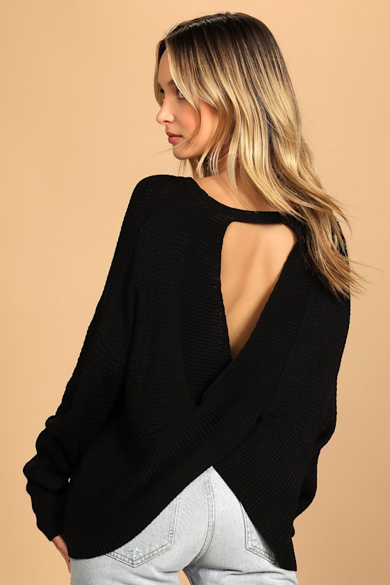 Black Knit Sweater - Backless Sweater - Cross Back Sweater - Lulus