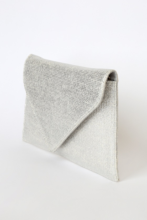 Metallic Envelope Clutch - Shiny Clutch - Metallic Silver Clutch - Lulus
