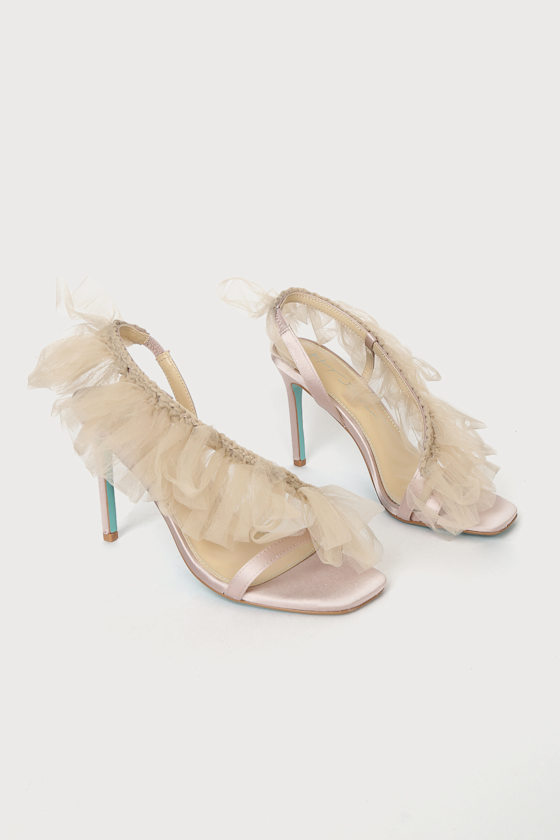 Betsey Johnson SB-Eli Blush - Ruffled High Heels - Satin Heels - Lulus