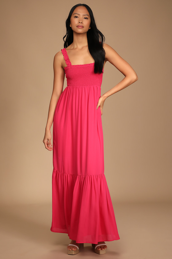 Pink Maxi Dress Smocked Maxi Dress Tie Back Maxi Dress Lulus