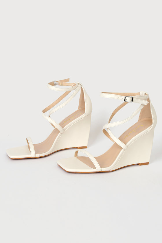 White High Heel Wedges - Wedge Sandals - Mid Heel Wedge Sandals - Lulus