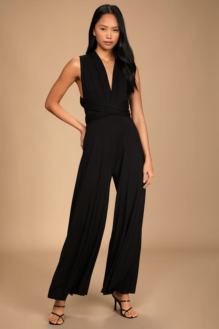 Black Jumpsuit Convertible Jumpsuit Wide Leg Jumpsuit Lulus | atelier-yuwa.ciao.jp