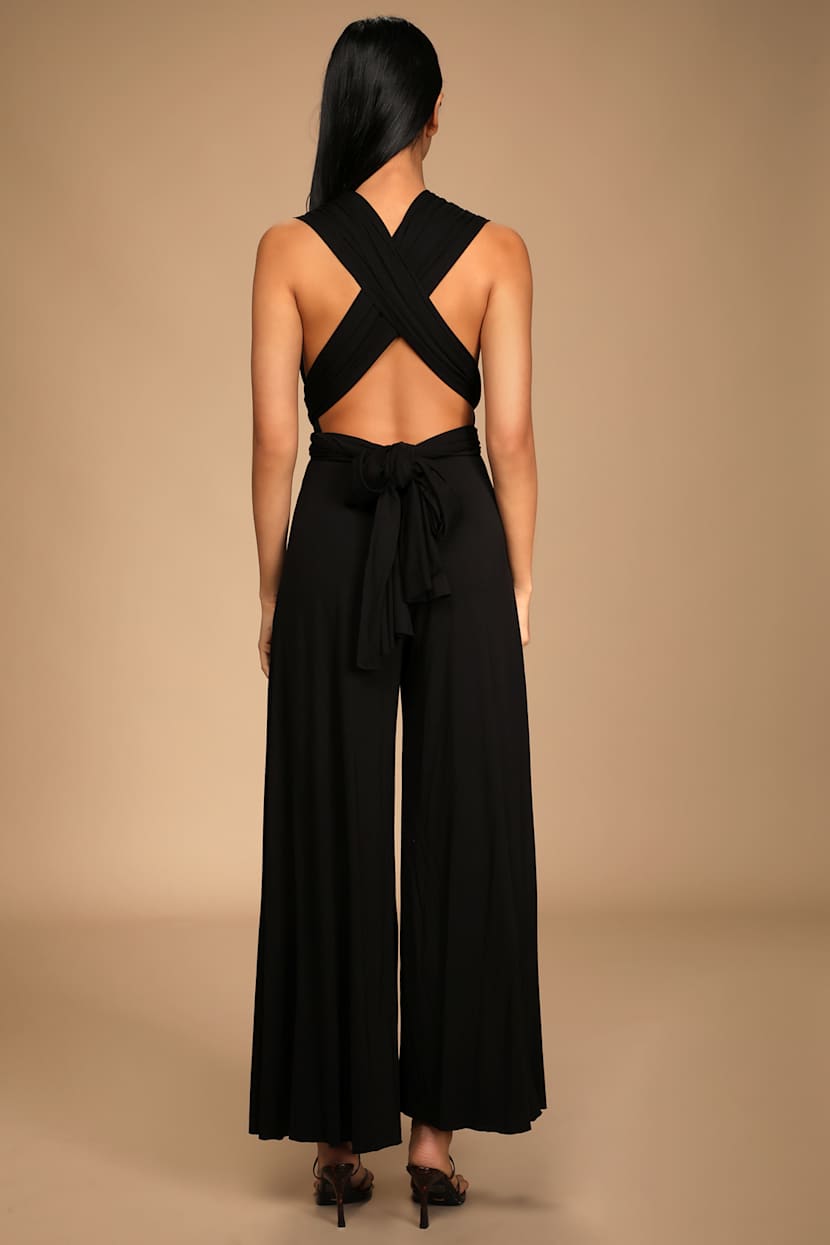 Black Jumpsuit Convertible Jumpsuit Wide Leg Jumpsuit Lulus | atelier ...