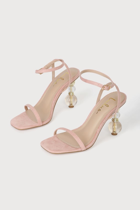 Peach Sculpted Heel Ankle Strap Heels Statement Lucite Heels Lulus