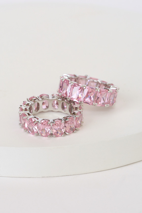 8 Other Reasons For a Lifetime - Rhinestone Ring Set - Pink Rings - Lulus