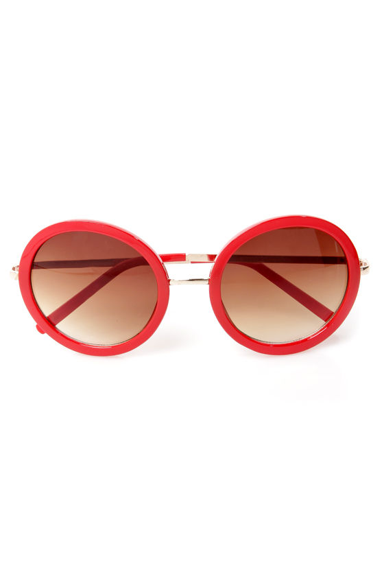Trendy Red Sunglasses - Circular Sunglasses - Round Sunglasses - $9.00 ...