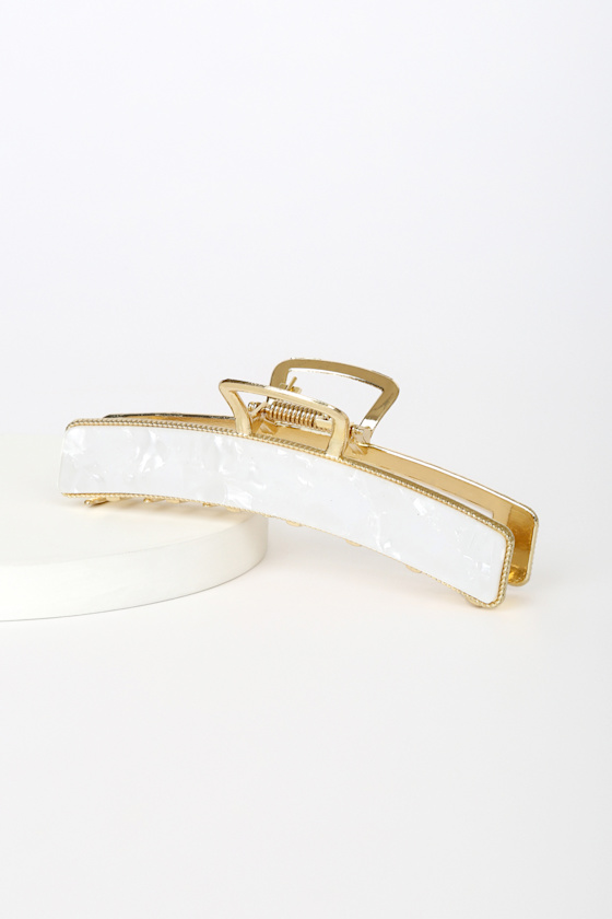 White Hair Clip - Marbled Hair Clip - Hair Claw Clip - Claw Clip - Lulus
