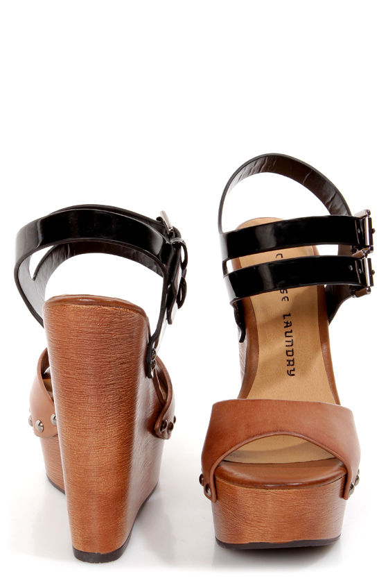 Chinese Laundry Jungle Gym Cognac and Black Platform Wedges - $79.00