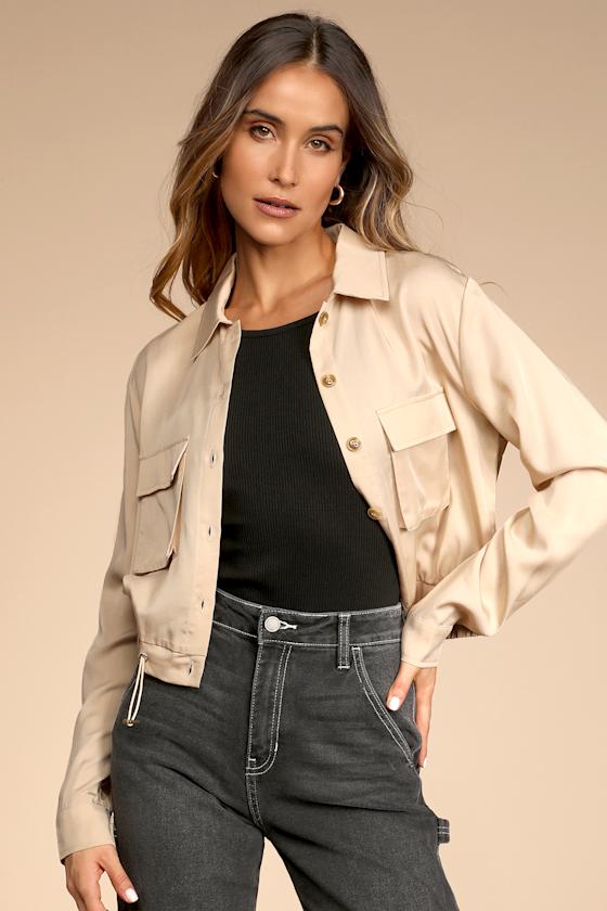 Beige Jacket - Collared Coat - Lightweight Utility Jacket - Lulus