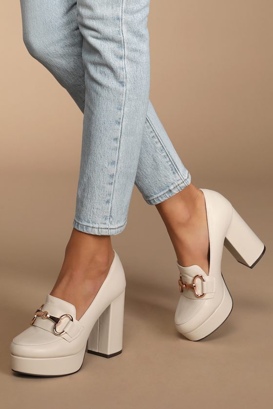 Ivory Pumps - Platform Pumps - Platform Loafers - Chain Pumps - Lulus