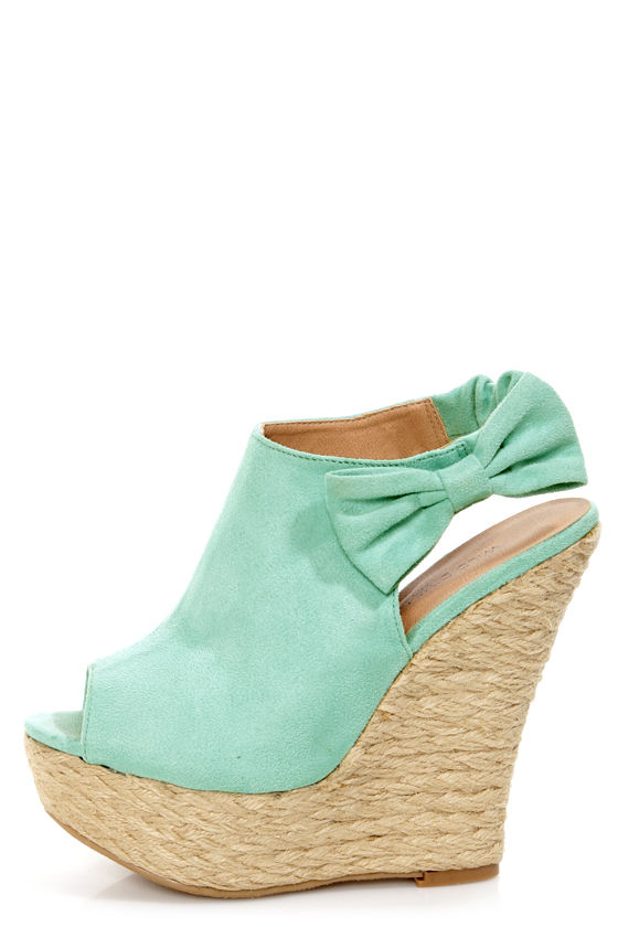 Wild Diva Lounge Kendall 17 Mint Peep Toe Clog Platform Wedges - $35.00 ...
