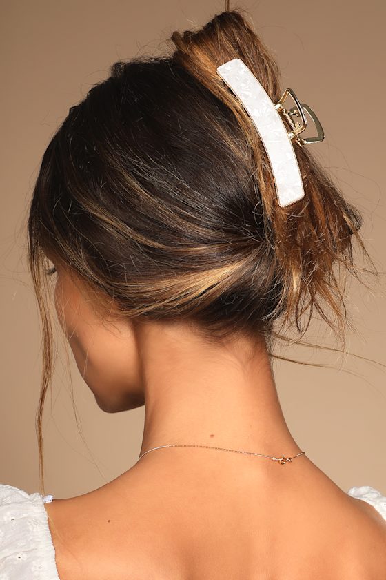 White Hair Clip - Marbled Hair Clip - Hair Claw Clip - Claw Clip - Lulus