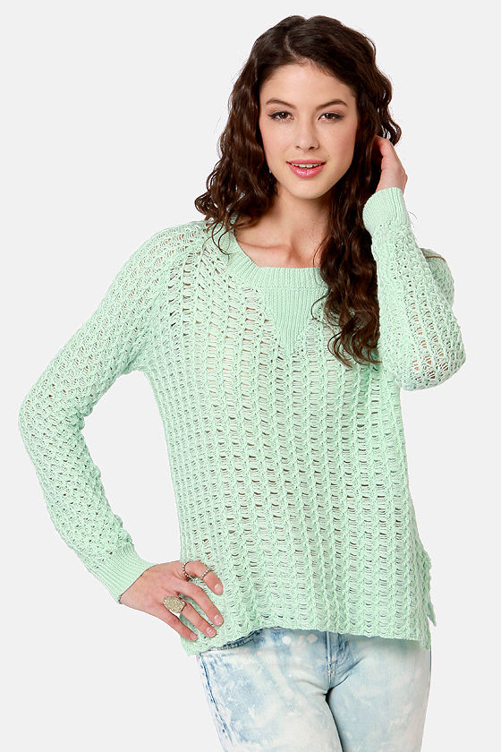 Cute Mint Green Sweater - Open Knit Sweater - $84.00 - Lulus