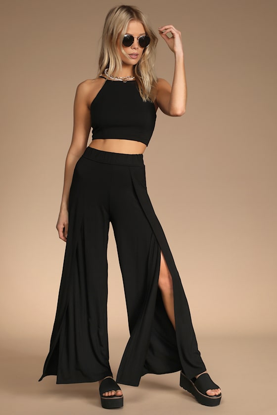Black Jumpsuit - Two-Piece Jumpsuit - Jersey Knit Jumpsuit - Lulus