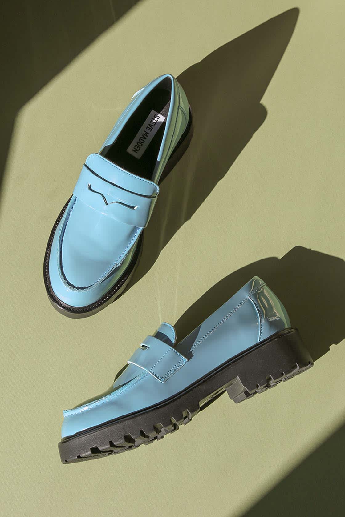 Steve Madden Lotto BB Blue - Patent Loafers - Platform Loafers - Lulus