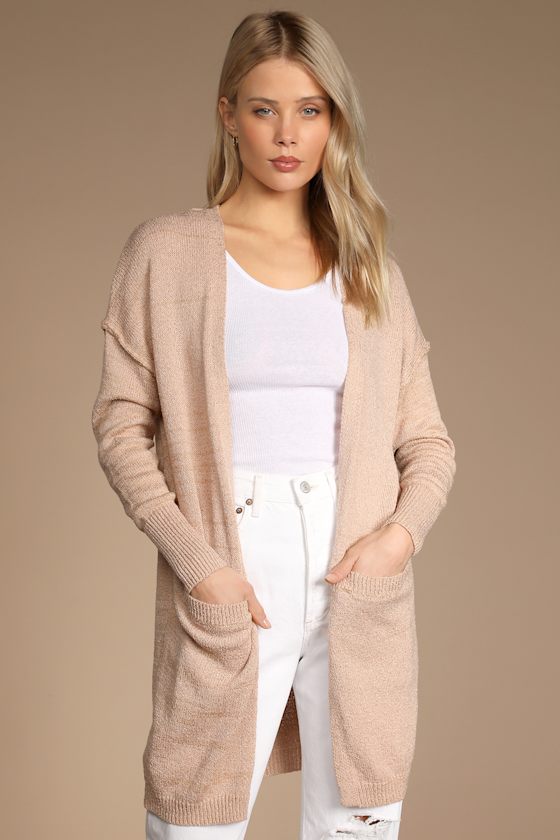 Beige Cardigan Sweater - Open-Front Cardigan - Knit Cardigan - Lulus