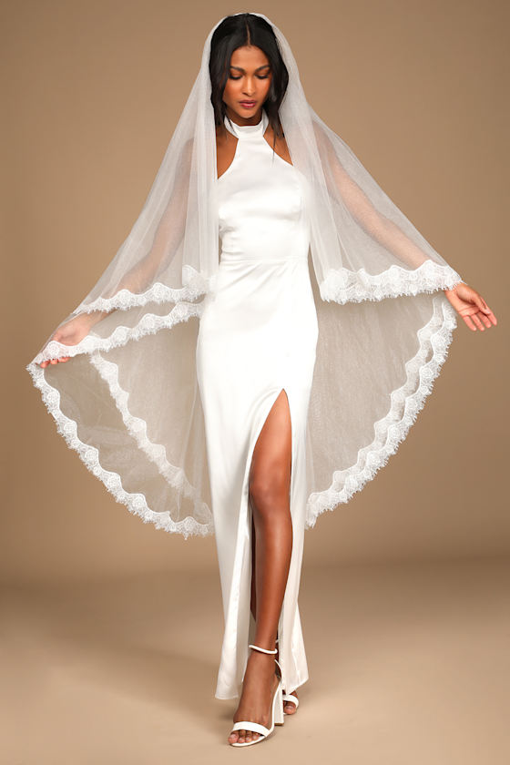 White Mesh Veil - Lace Veil - White Bridal Veil - Wedding Veil - Lulus