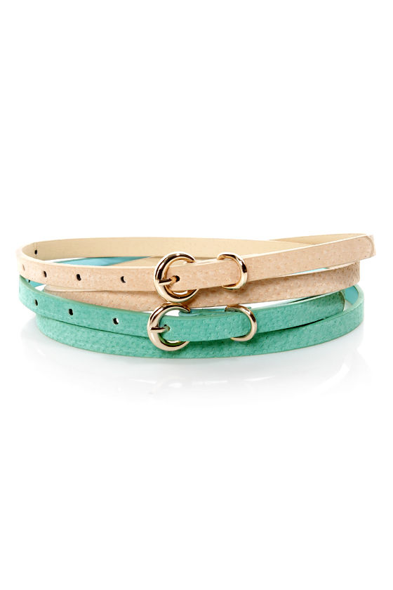 Cute Beige Belt - Mint Belt - Belt Set - Skinny Belt - $13.00 - Lulus