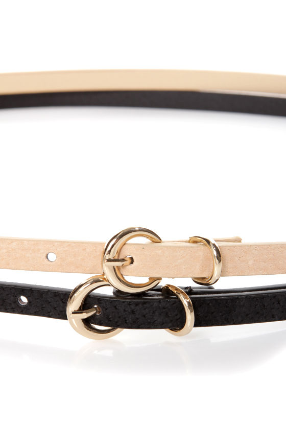 Cute Beige Belt - Black Belt - Belt Set - Skinny Belt - $13.00 - Lulus