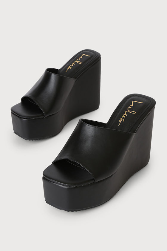 Black Platform Sandals - Platform Slide Sandals - Platform Mules - Lulus