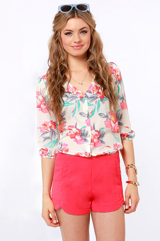 Cute Coral Red Shorts - High-Waisted Shorts - $34.00 - Lulus