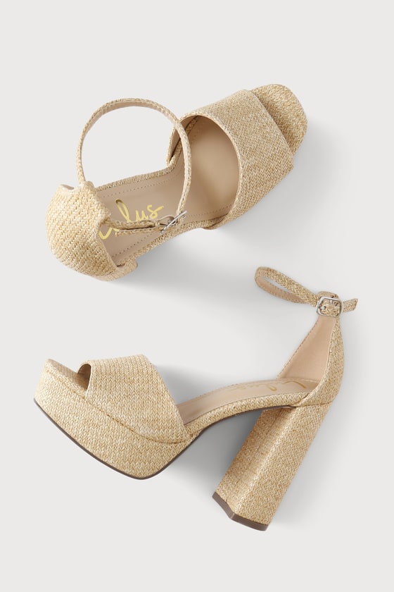 Natural Raffia Sandals Woven Heels Ankle Strap Platforms Lulus