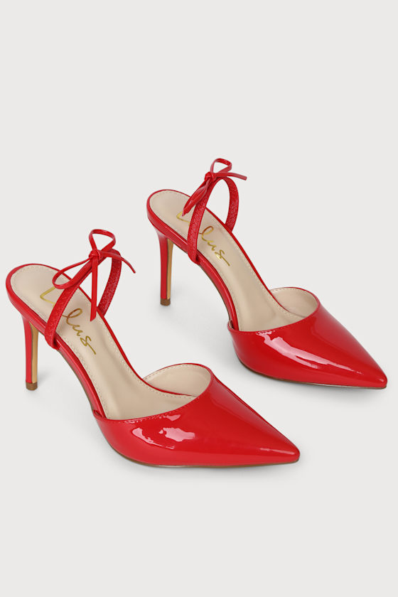 Red Patent Heels - Pointed-Toe Pumps - Slingback Heels - Lulus