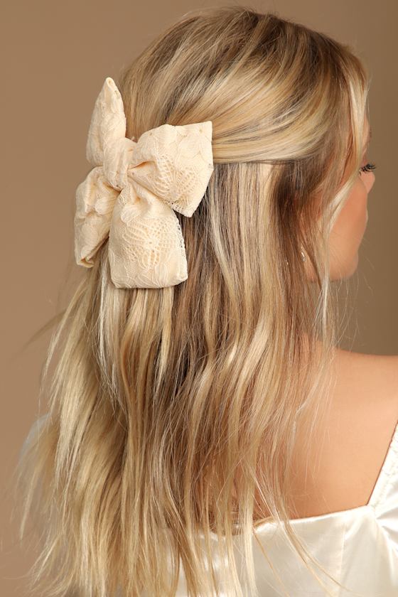 Ivory Lace Bow - Lace Hair Bow - Barrette Hair Bow - Bridal Hair - Lulus