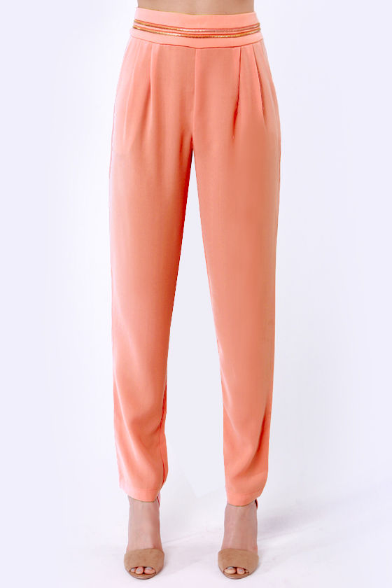 Cute Coral Pants - High-Waisted Pants - $40.00 - Lulus