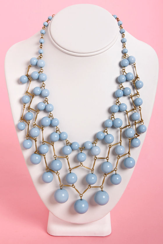 Pretty Light Blue Necklace - Beaded Necklace - Bib Necklace - $23.00 ...