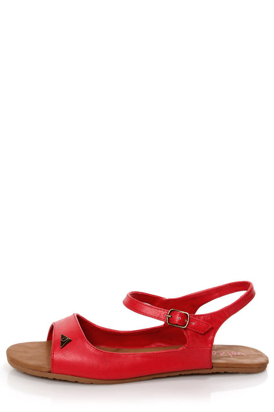 Volcom Trust Me Red Slingback Flat Sandals - $35.00 - Lulus