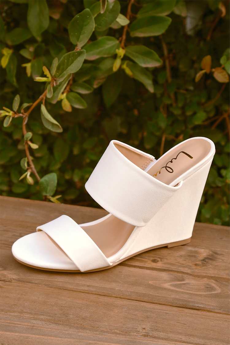 Cute White Wedge Sandals