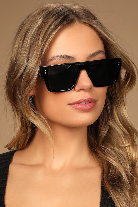Black Sunglasses - Rectangle Sunglasses - Women's Sunglasses - Lulus