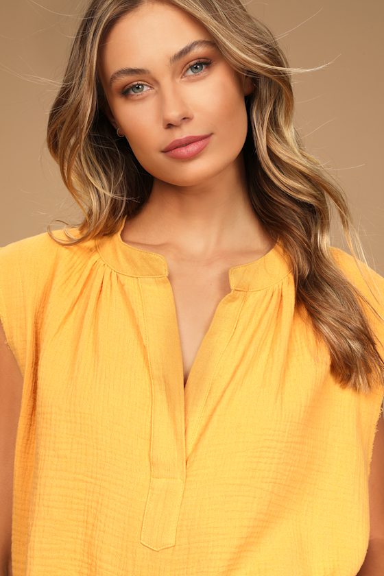 Light Orange Sleeveless Top - Cotton Top - Sleeveless Crop Top - Lulus