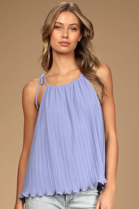 Periwinkle Top - Pleated Cami - Tie-Strap Cami Top - Women's Tops - Lulus