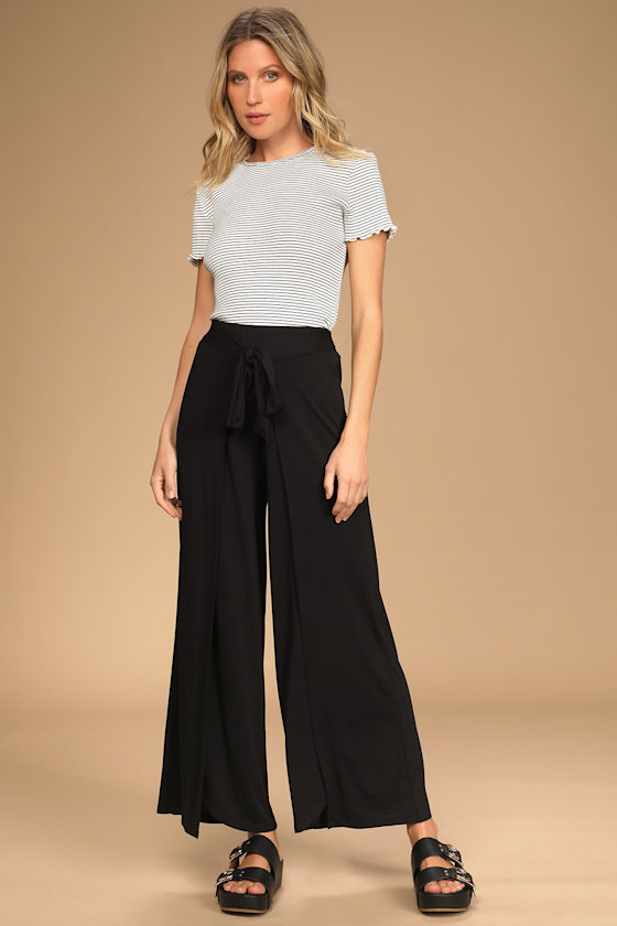 Black Culotte Pants - Culotte Pants - Cropped Tie-Front Pants - Lulus