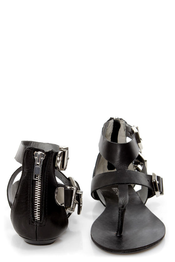 Report Jamieson Black Leather Buckled Gladiator Sandals - $64.00 - Lulus